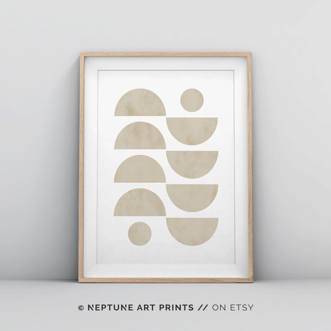 Mid Century Beige Wall Art Poster Print, Modern Earth Tone Wall Art ...