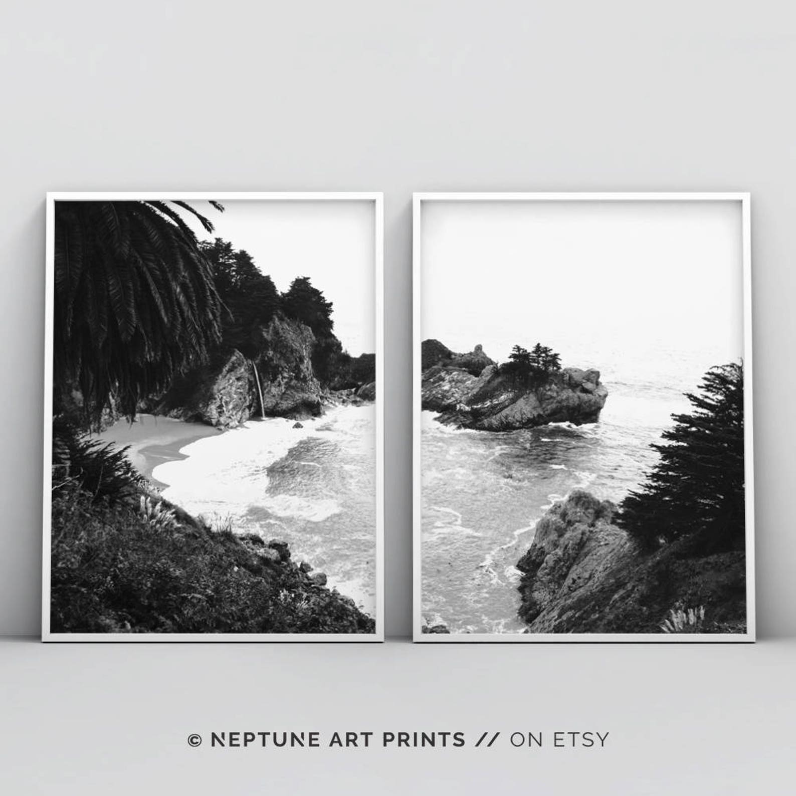 Black and White Tropical Print Set of 2 2 Piece Wall Art - Etsy