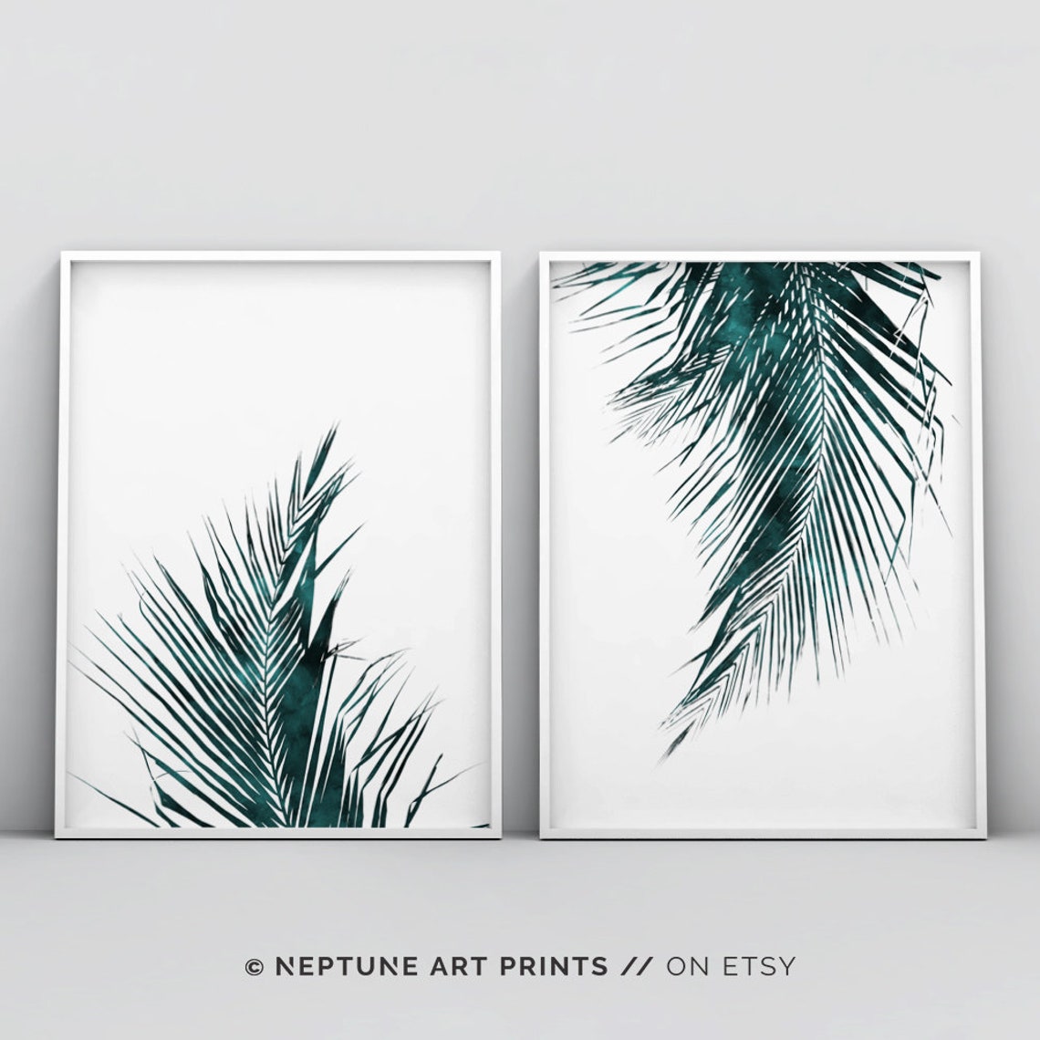 Set of 2 Palm Leaf Printable, Tropical Leaf, Watercolor, Palm Leaf Art ...