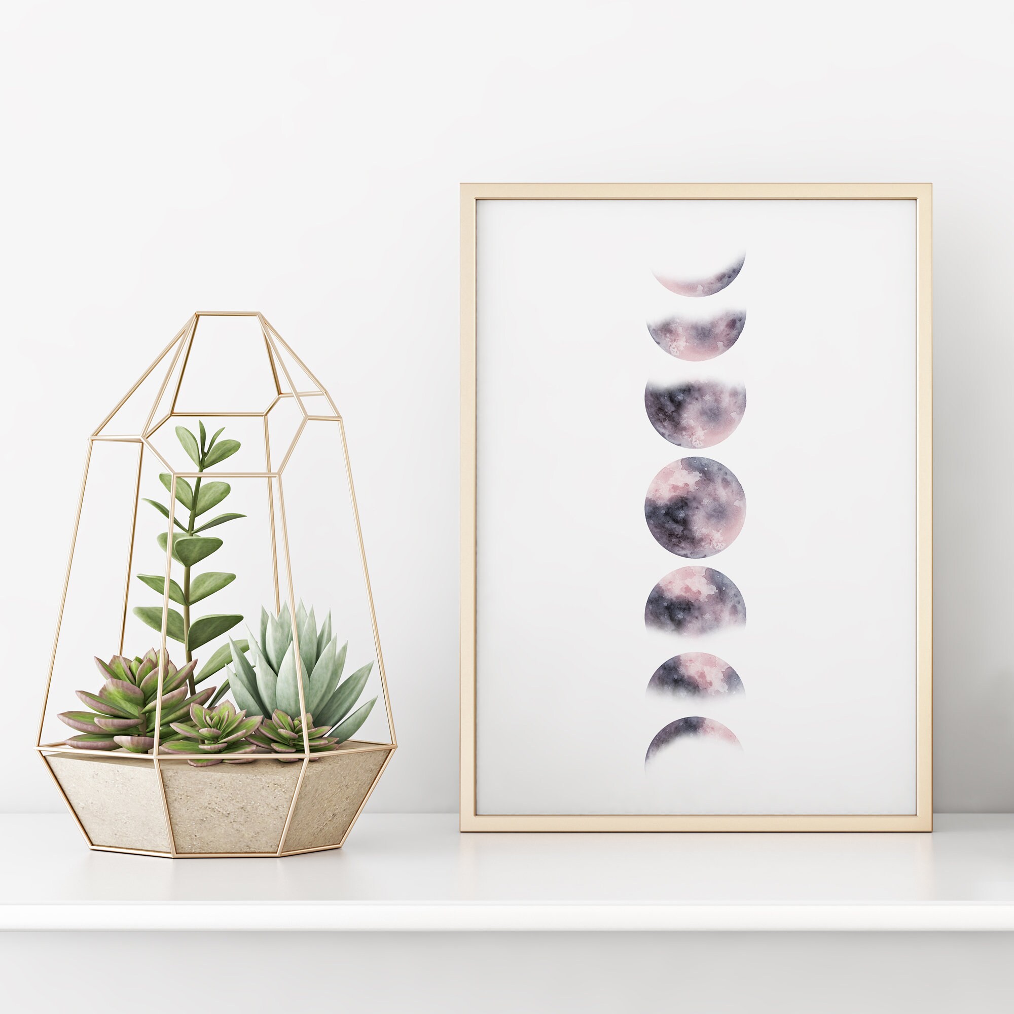 Pink Blush Blue Phases of the Moon Printable, Moon Phases Printable ...