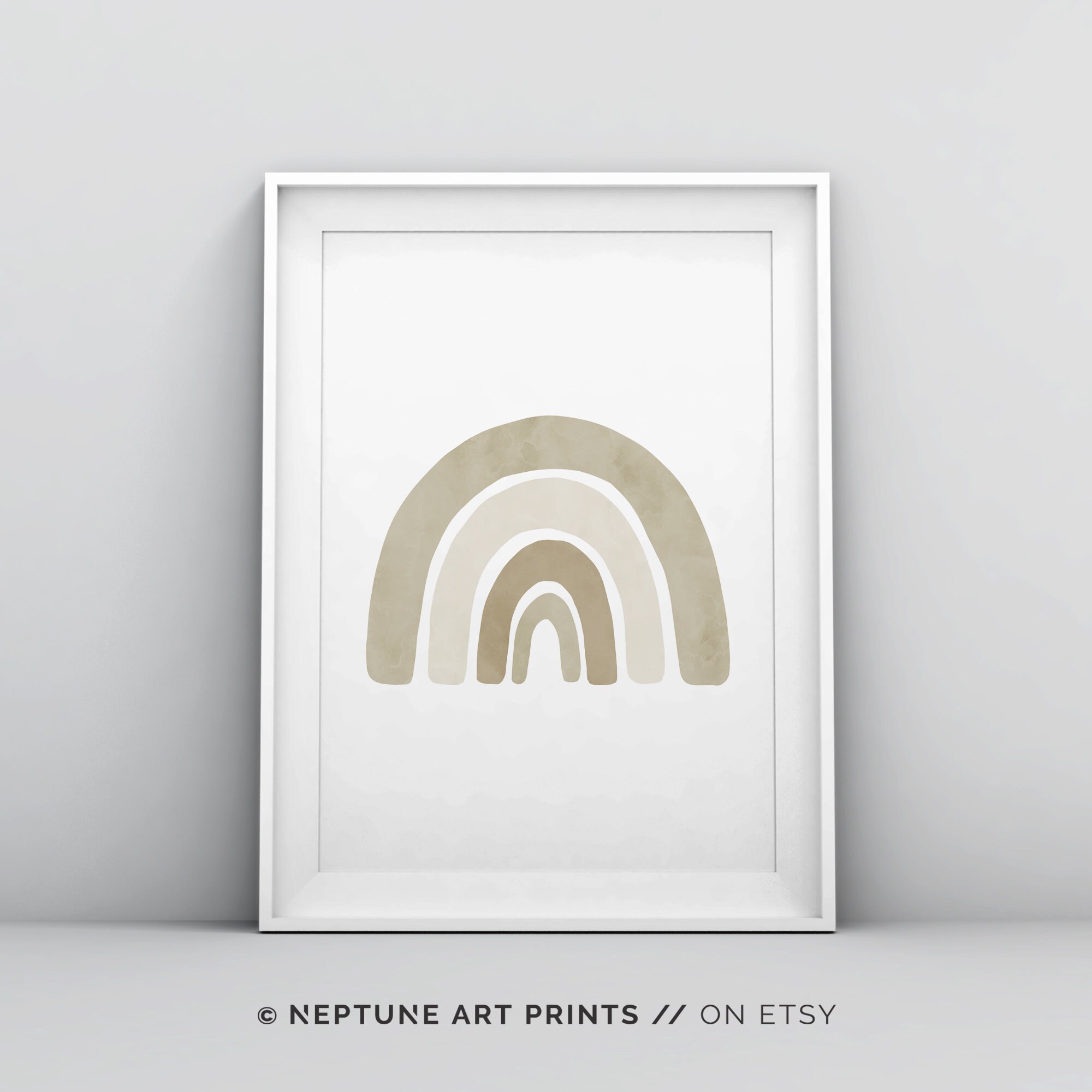 Beige Rainbow Print Rainbow Wall Art Whimsical Art Print | Etsy