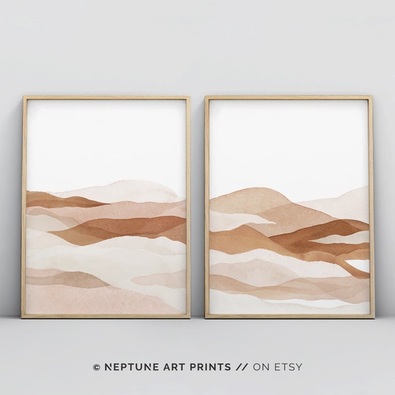 Set of 2 Piece Neutral Wall Art Abstract Painting Wall Art - Etsy