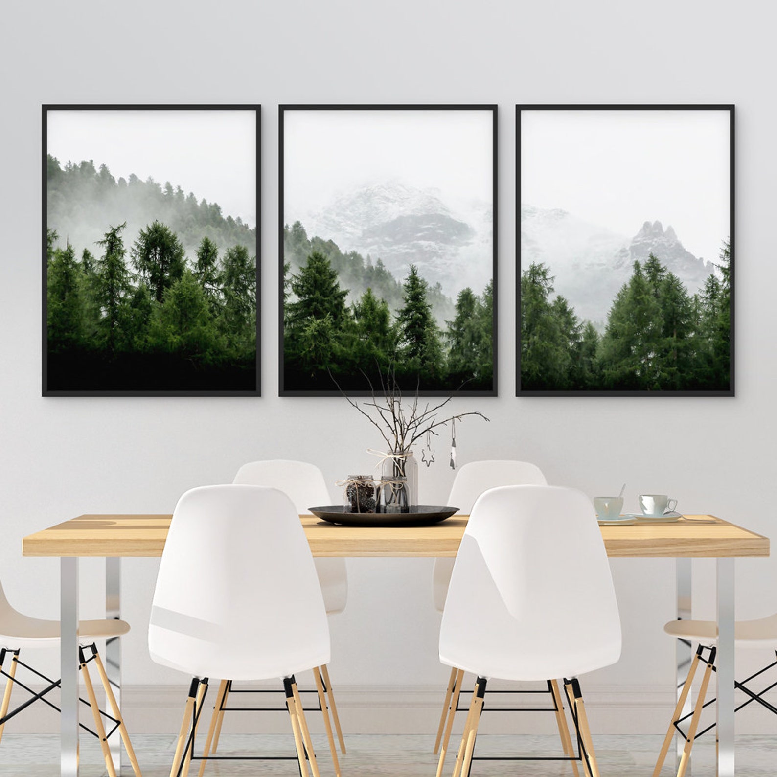 3 Piece Forest Wall Art Print Set of 3 Forest Landscape Art - Etsy