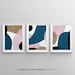 Set of 3 Prints, Printable Print Set, Pink Blue Prints, Blush Pink and ...