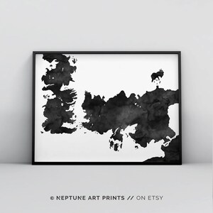 Westeros Map Poster, Game of Thrones Map, Wall Art, Watercolour Map ...