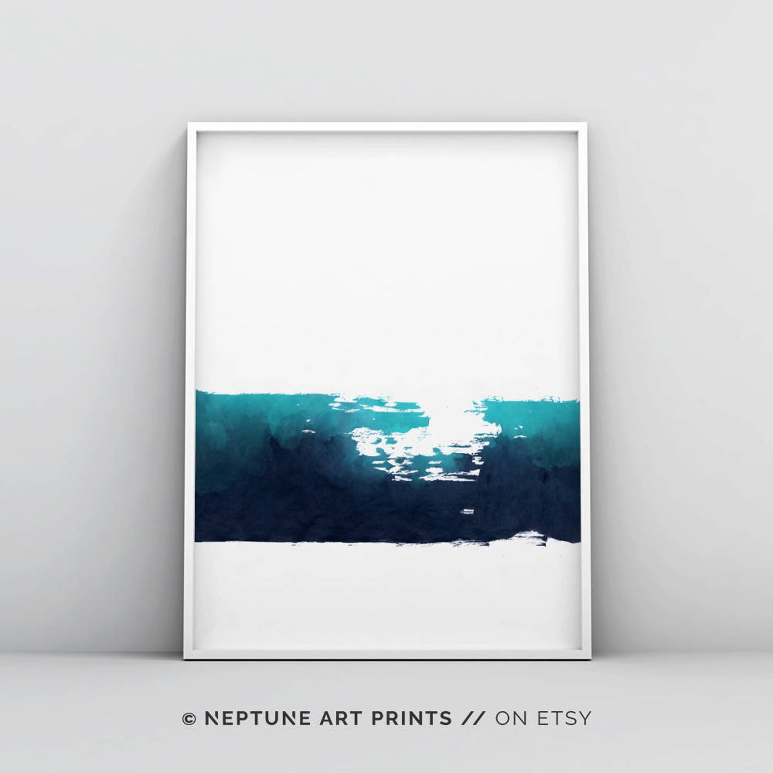 Modern Ink Print, Abstract Teal Art, Printable, Digital Download, Brush ...