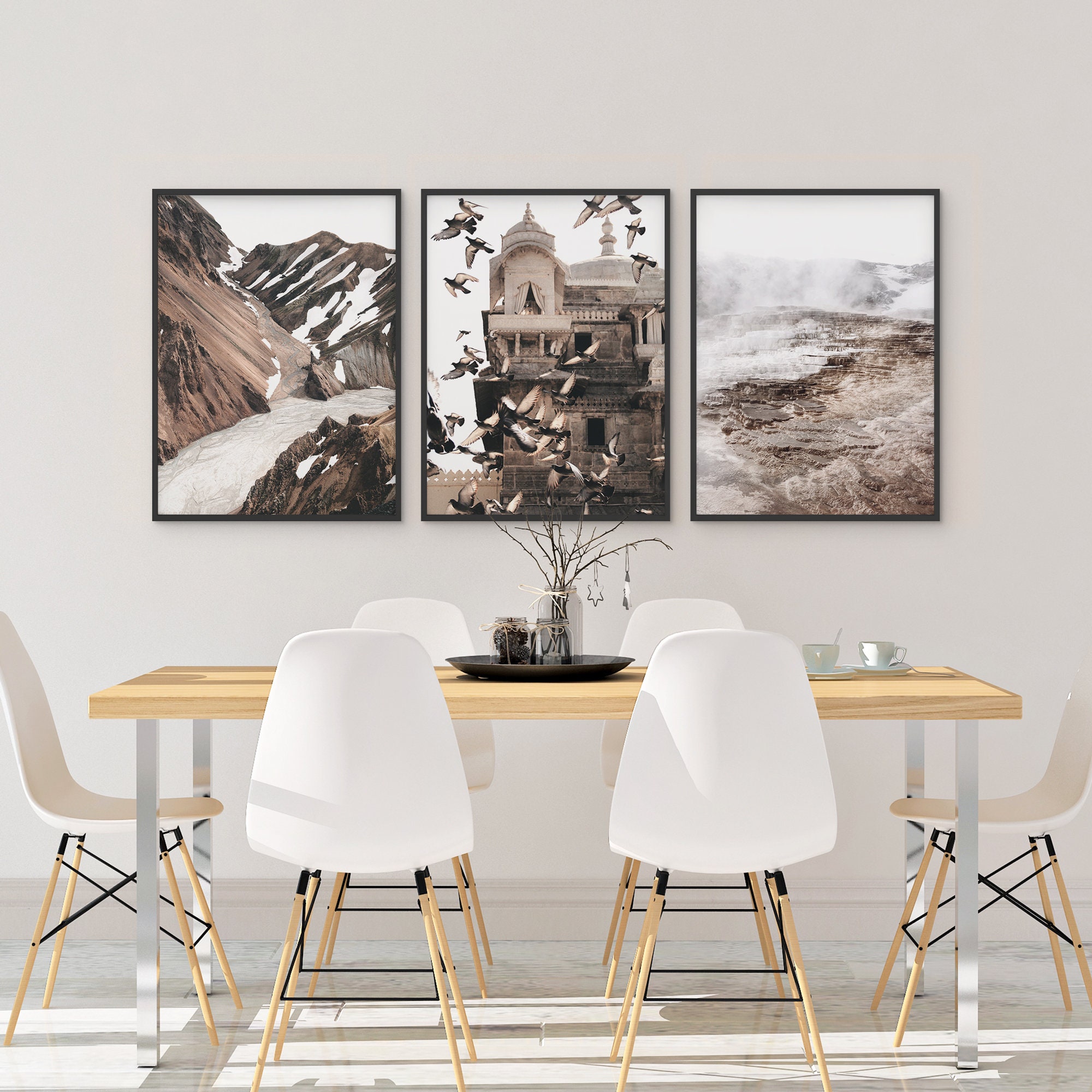 3 Piece Set Snow Mountain Landscape Wall Art Poster Prints - Etsy