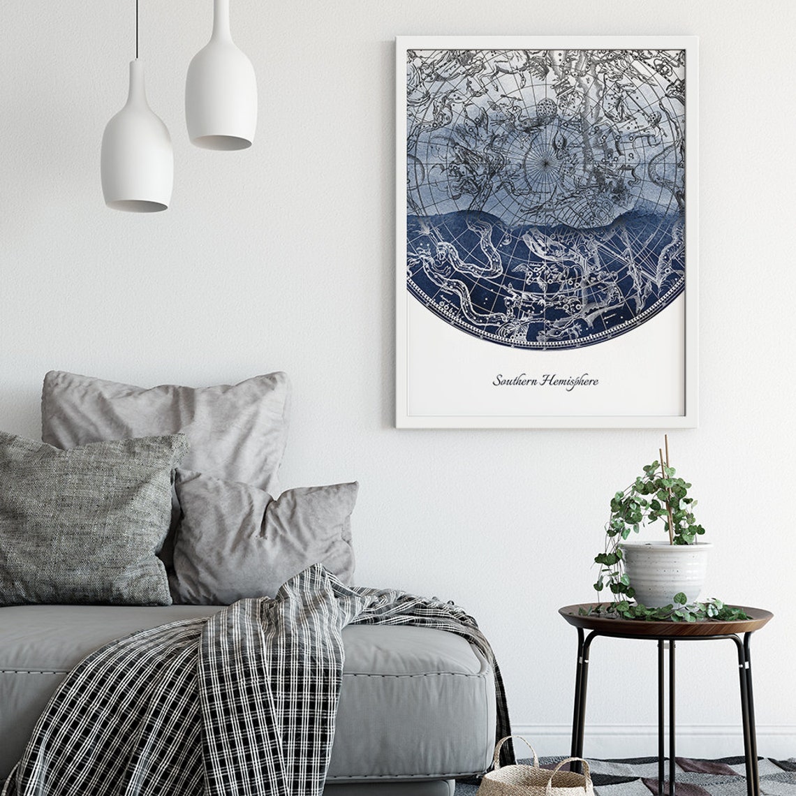 Southern Hemisphere Print, Celestial Poster, Star Chart Print ...