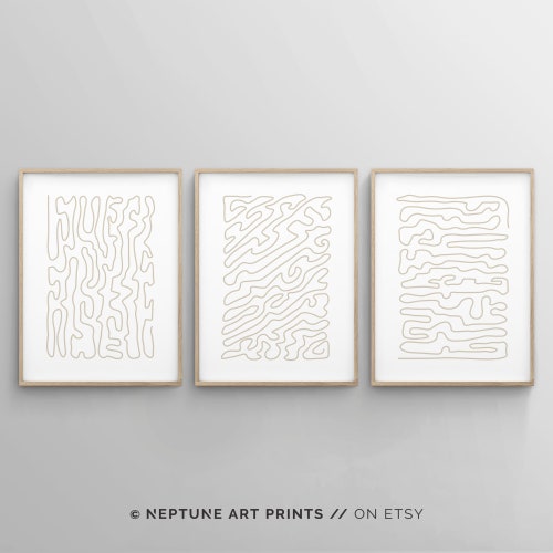 Set of 3 Abstract Line Art Drawing Poster Prints 3 Piece - Etsy