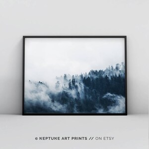 Modern Blue Printable, Forest Photography, Navy Blue, Scandinavian ...