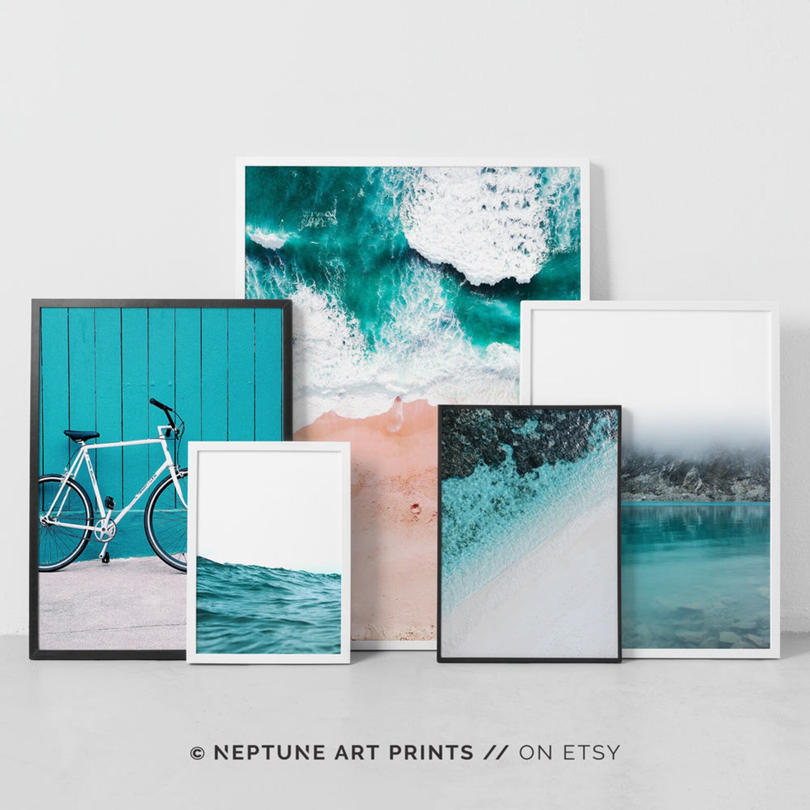 Coastal Print Set Teal Poster Set Gallery Wall Art Bundle | Etsy Canada