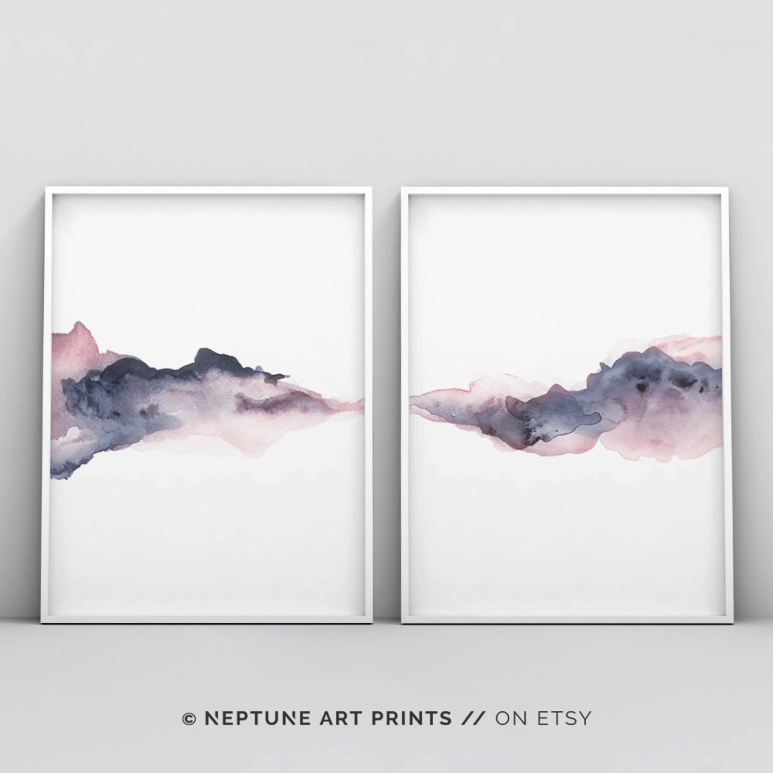 Pink Blue Set of 2 Prints Printable Print Set Blush Pink and - Etsy UK