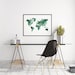Dark Forest Green World Map Printable Sage Emerald Green - Etsy