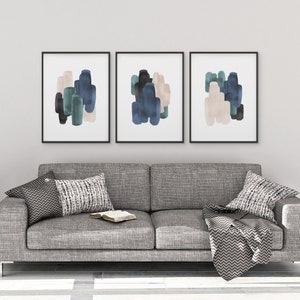 3 Piece Blue Art, Blue Wall Art, Bedroom Wall Art, Abstract Wall Art ...