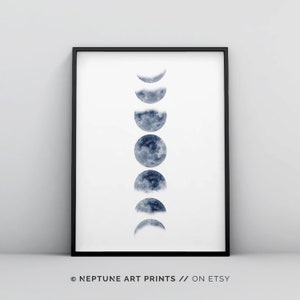 Indigo Blue Phases of the Moon Printable, Moon Phases Printable ...