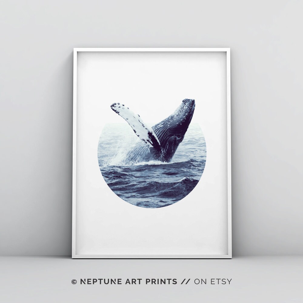 Whale Art Print Whale Print Modern Poster Coastal Art Decor - Etsy