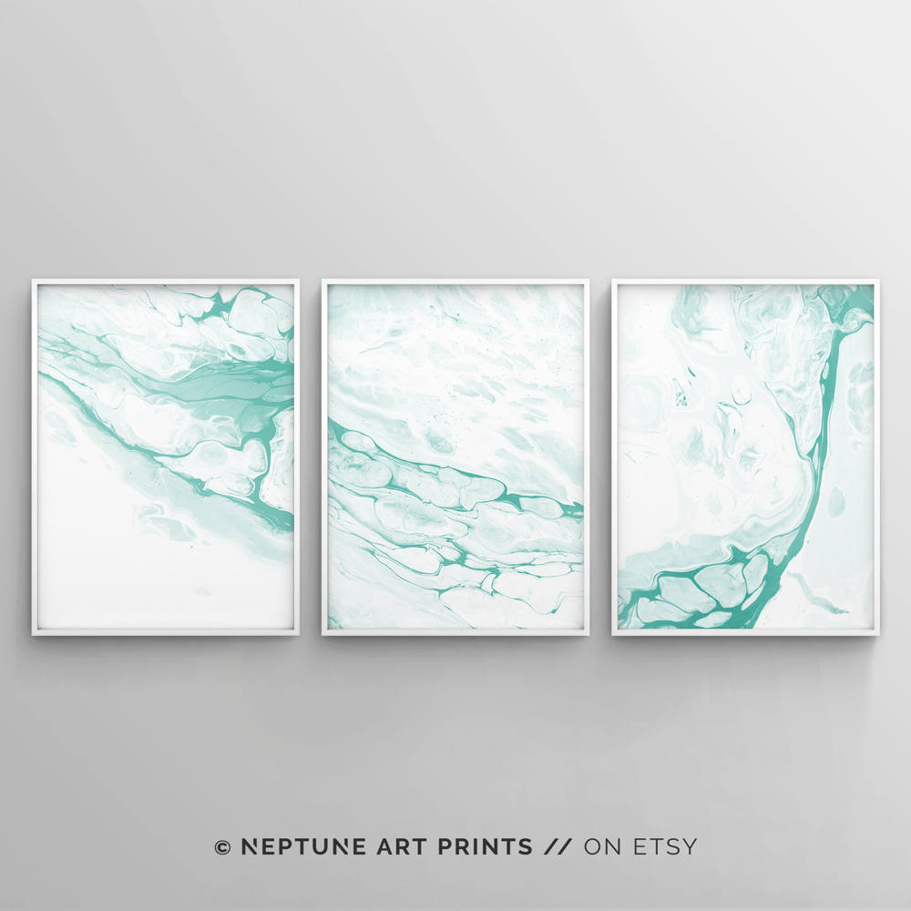 Mint Green Art Mint Green Wall Art Green and Grey Print - Etsy