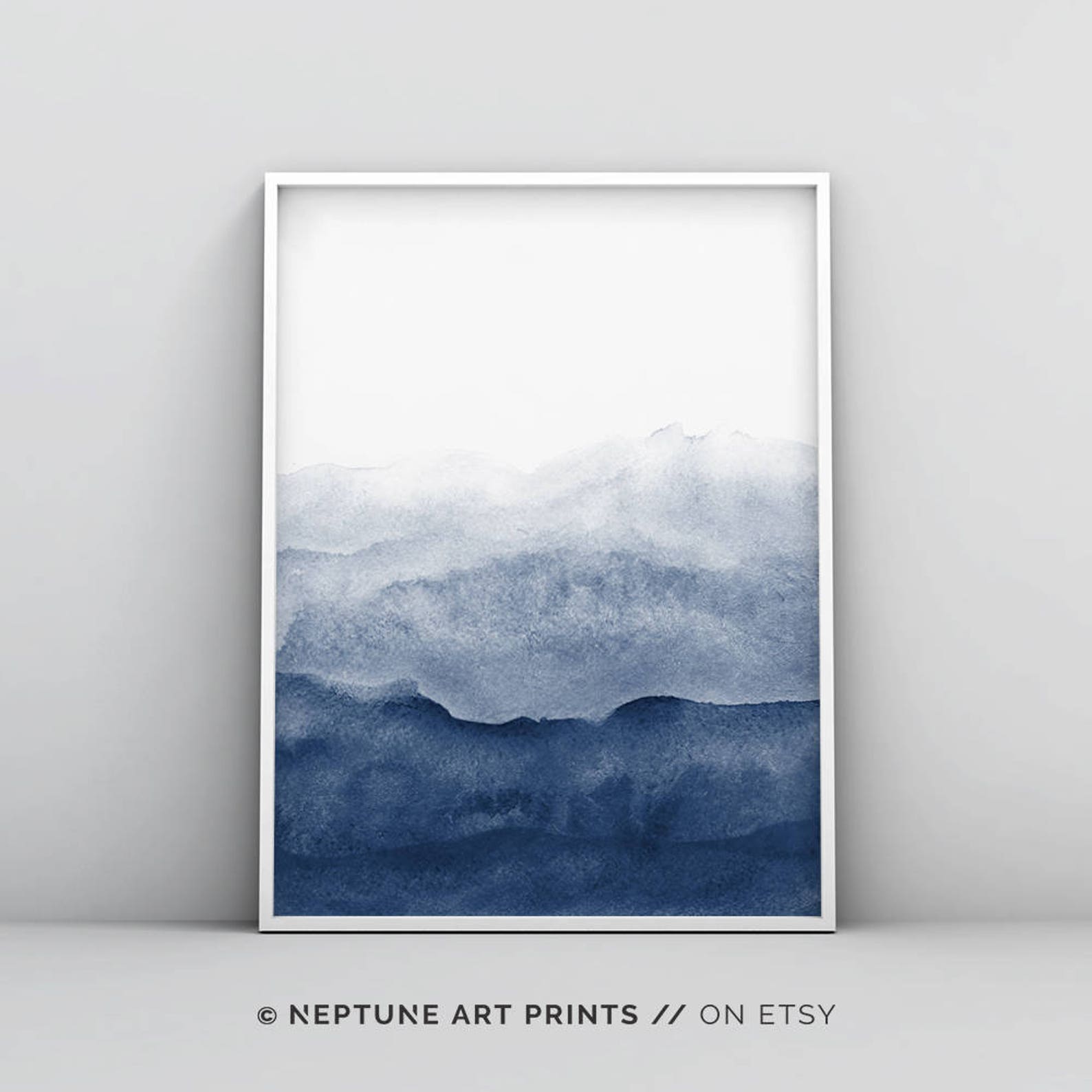 Watercolor Print Indigo Wall Art Watercolour Printable - Etsy