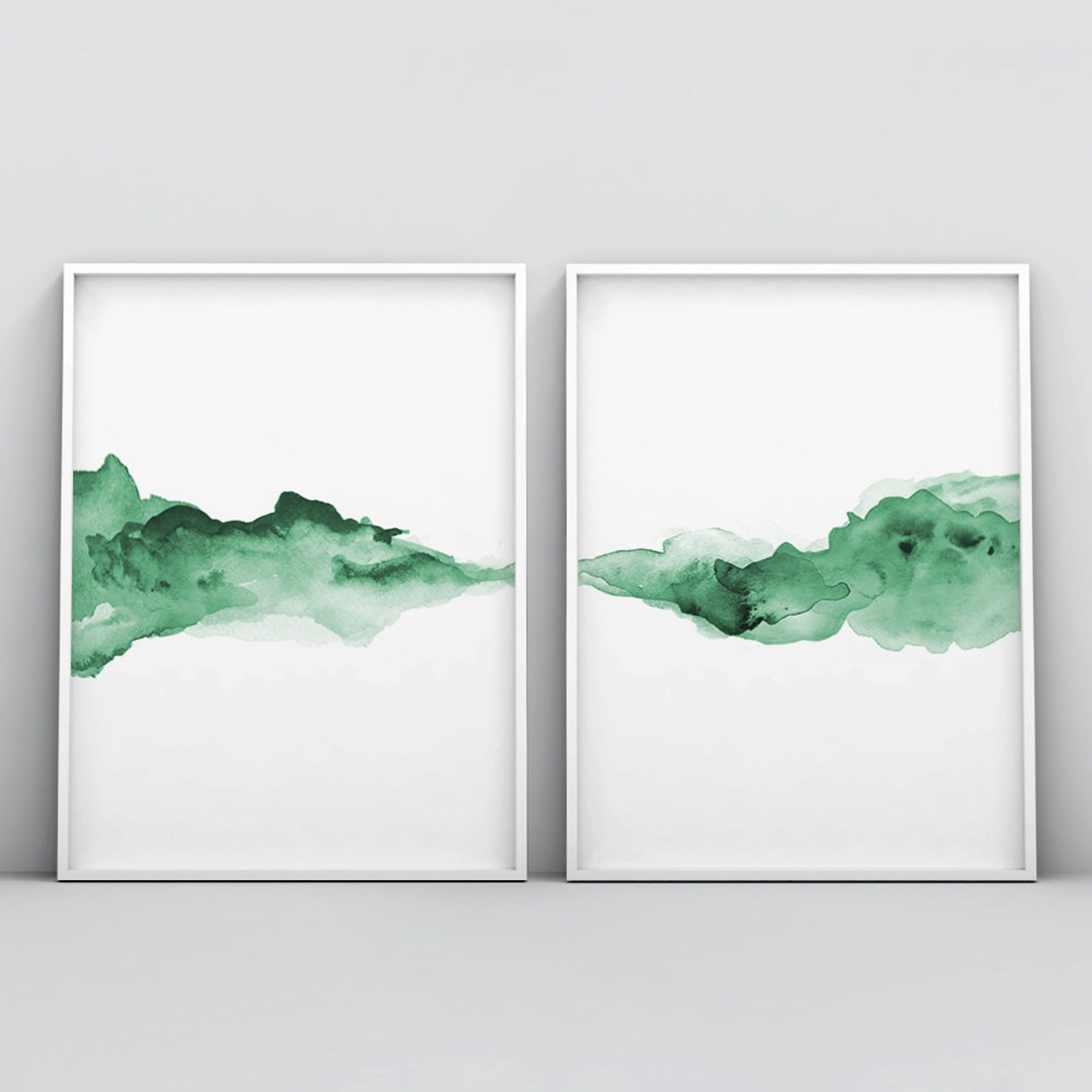 Forest Green Watercolour Printable Wall Art Decor Minimalist - Etsy