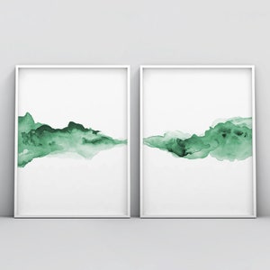 Forest Green Watercolour Printable Wall Art Decor, Minimalist Green ...