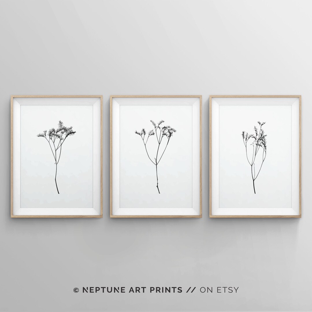 Set of 3 Boho Black and White Art Prints, Minimalist Nursery Wall Art ...