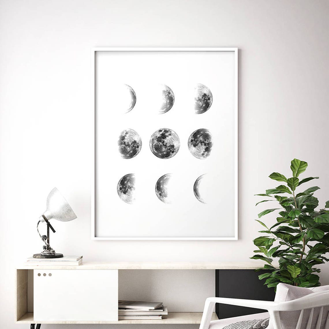 Moon Phases Wall Art Moon Phases Print Moon Poster Moon - Etsy