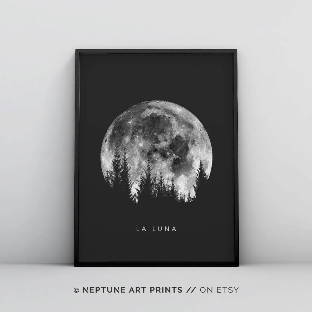 Lunar Moon Print Full Moon Poster Art Digital Download La | Etsy Canada