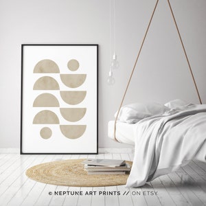 Mid Century Beige Wall Art Poster Print, Modern Earth Tone Wall Art ...