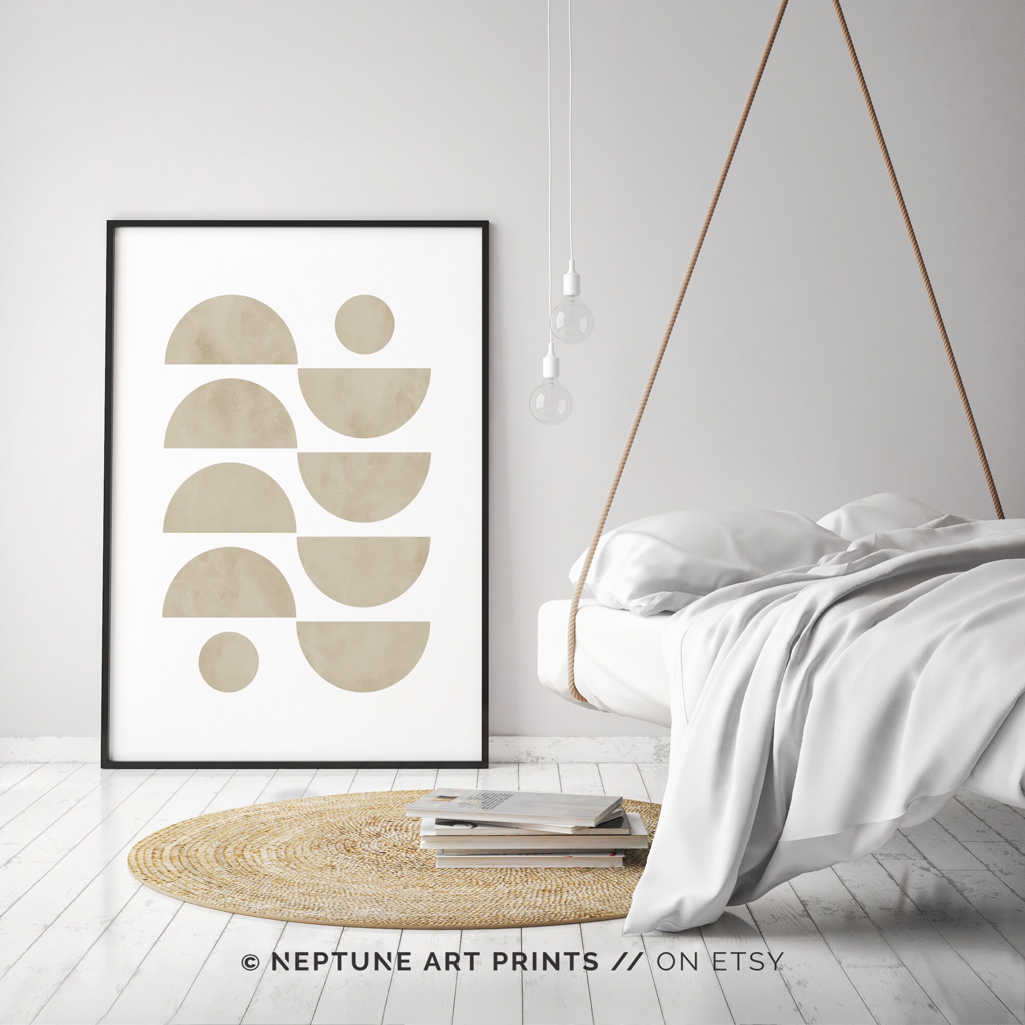 Mid Century Beige Wall Art Poster Print, Modern Earth Tone Wall Art ...
