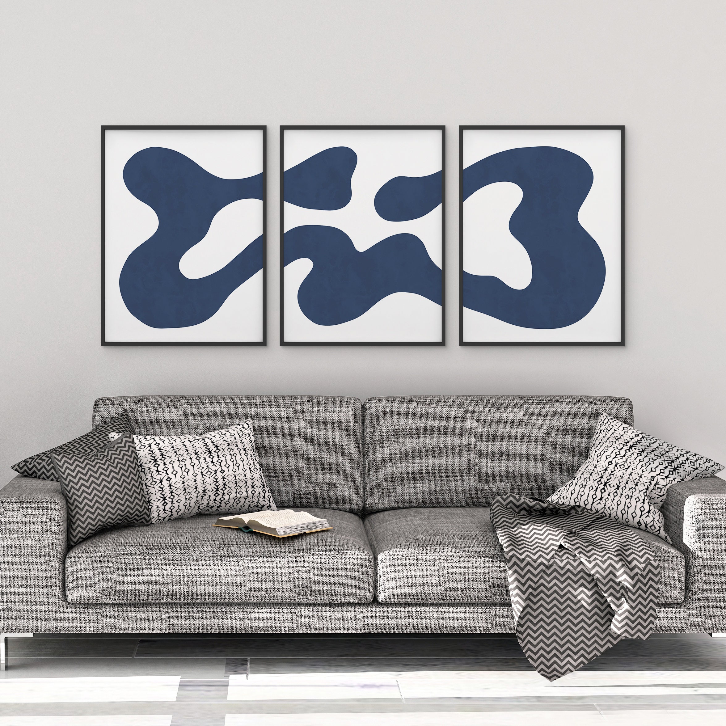 Blue Wall Art Printables Set of 3 Piece Wall Art Prints - Etsy