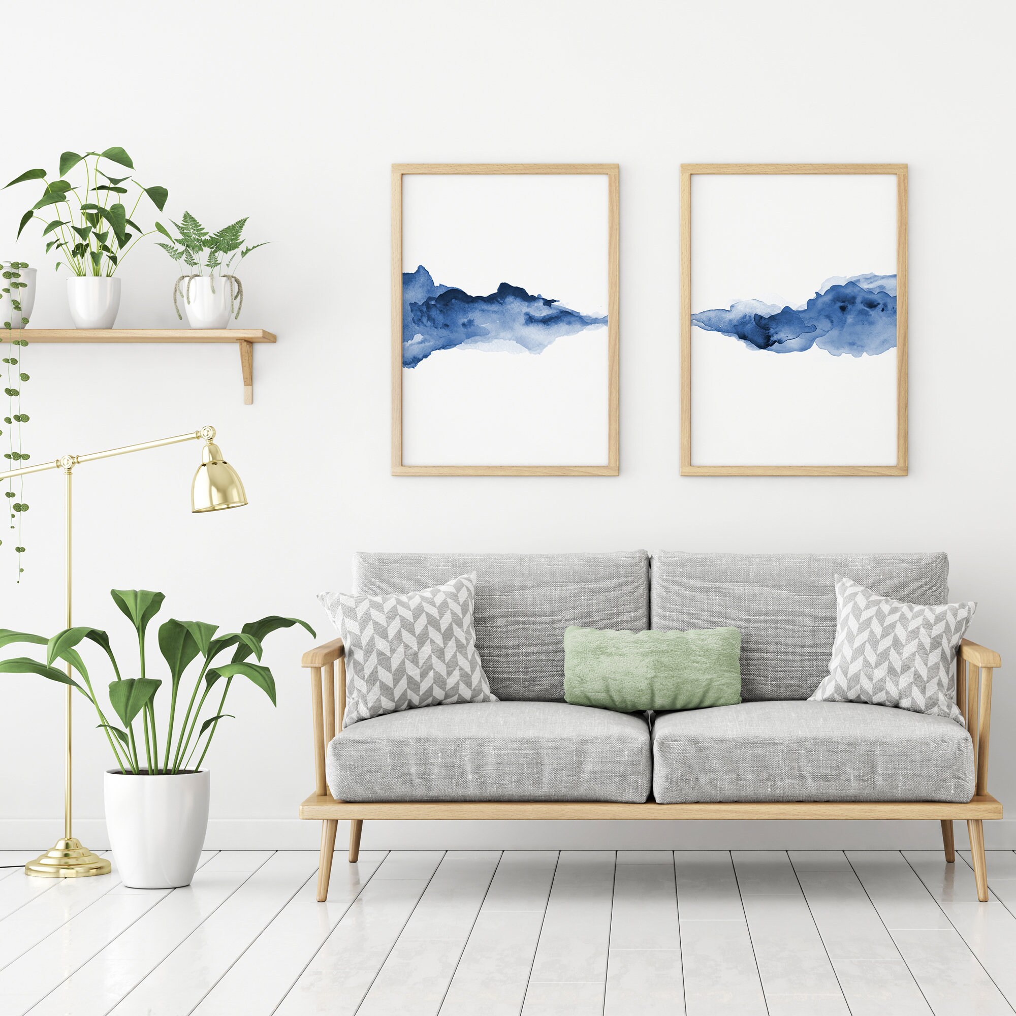 Set of 2 Abstract Print 2 Piece Poster Navy Blue Indigo | Etsy