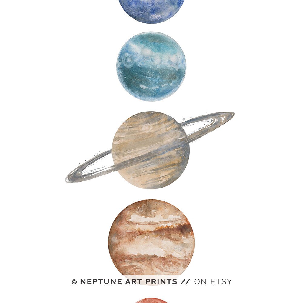 Solar System Printable, Watercolour Solar System, Watercolor Painting ...