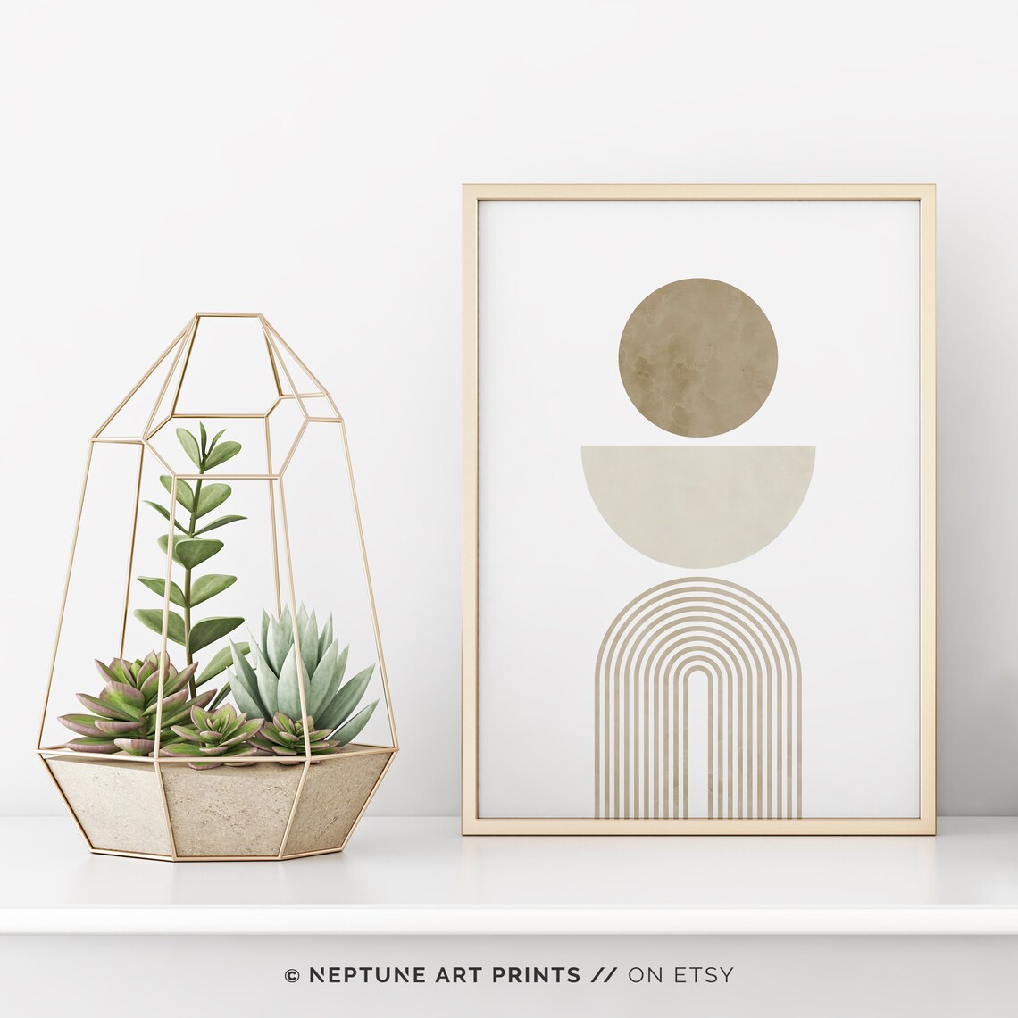 Beige Printable Wall Art Minimalist Poster Mid Century | Etsy