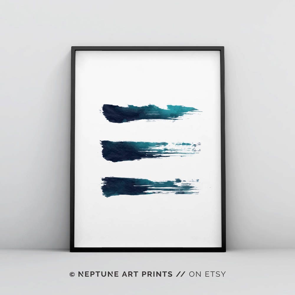 Abstract Brush Print Abstract Brush Art Modern Blue Art | Etsy