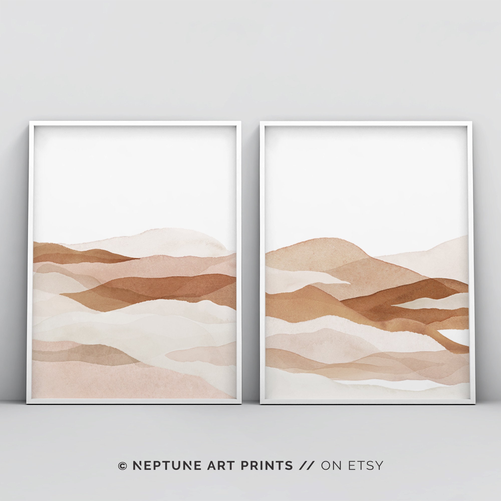 Set of 2 Piece Neutral Wall Art, Abstract Painting, Wall Art Prints ...