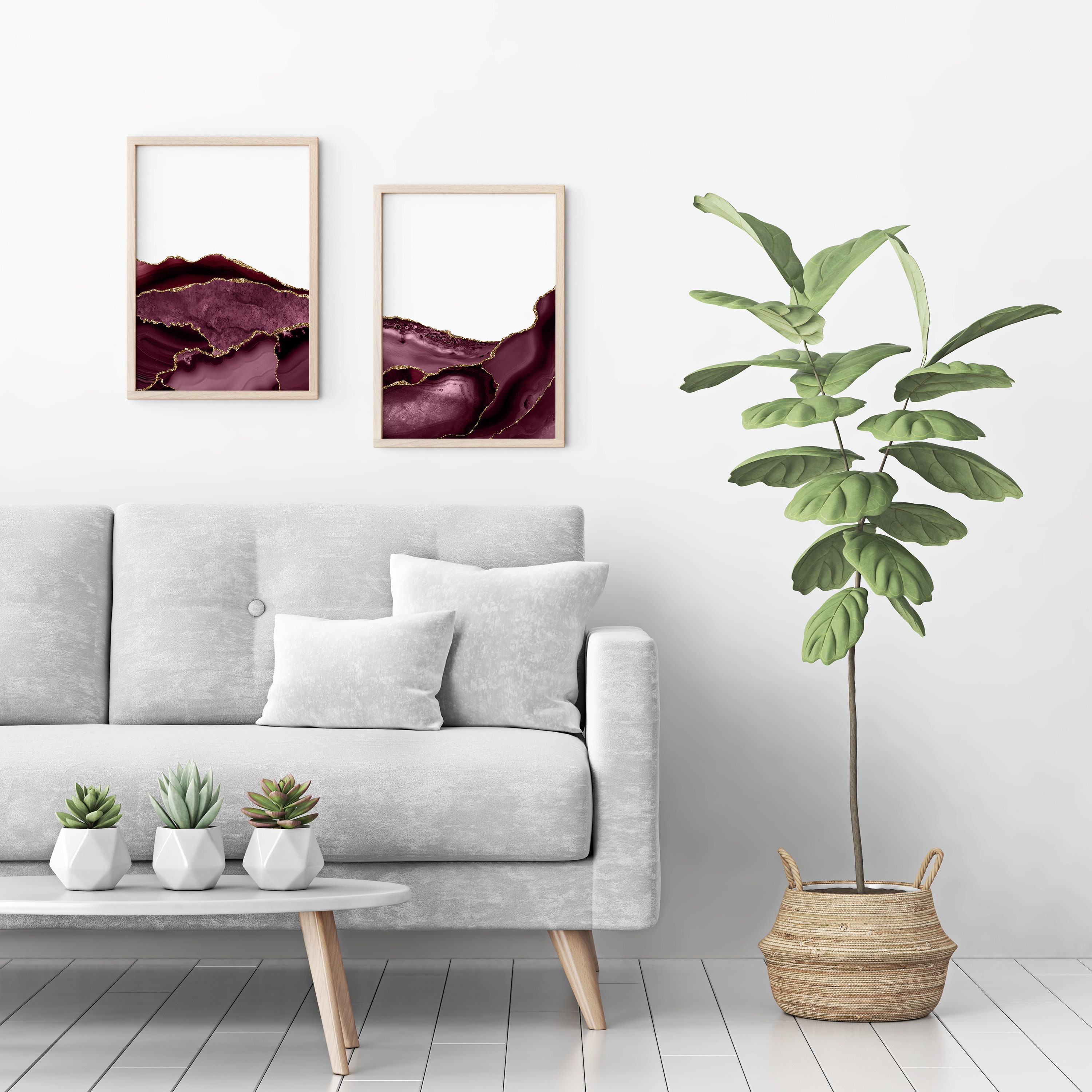 Burgundy Wall Art, Geode Wall Art, Prints Wall Art, Abstract Purple Art ...