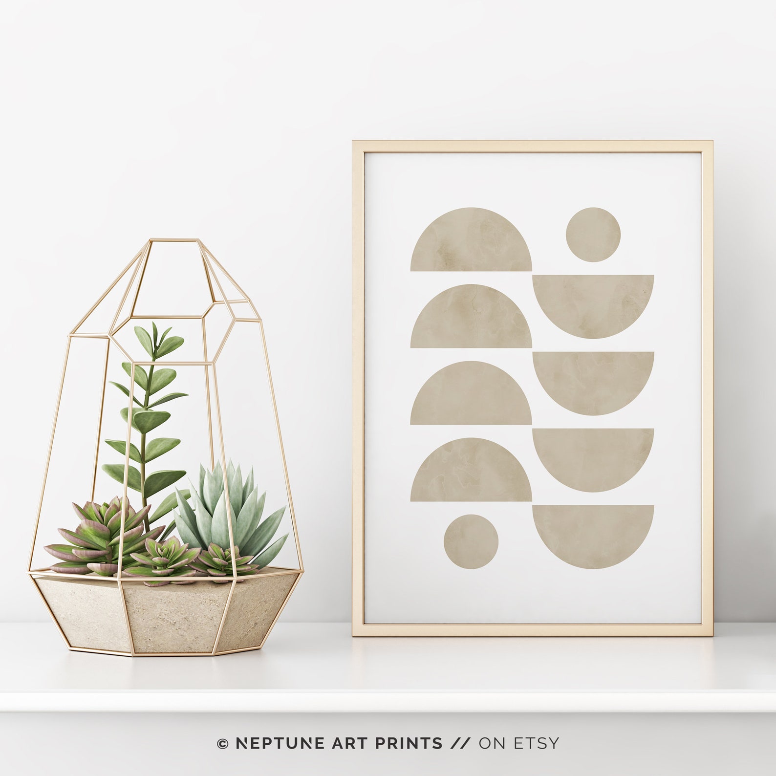 Mid Century Beige Wall Art Poster Print Modern Earth Tone - Etsy