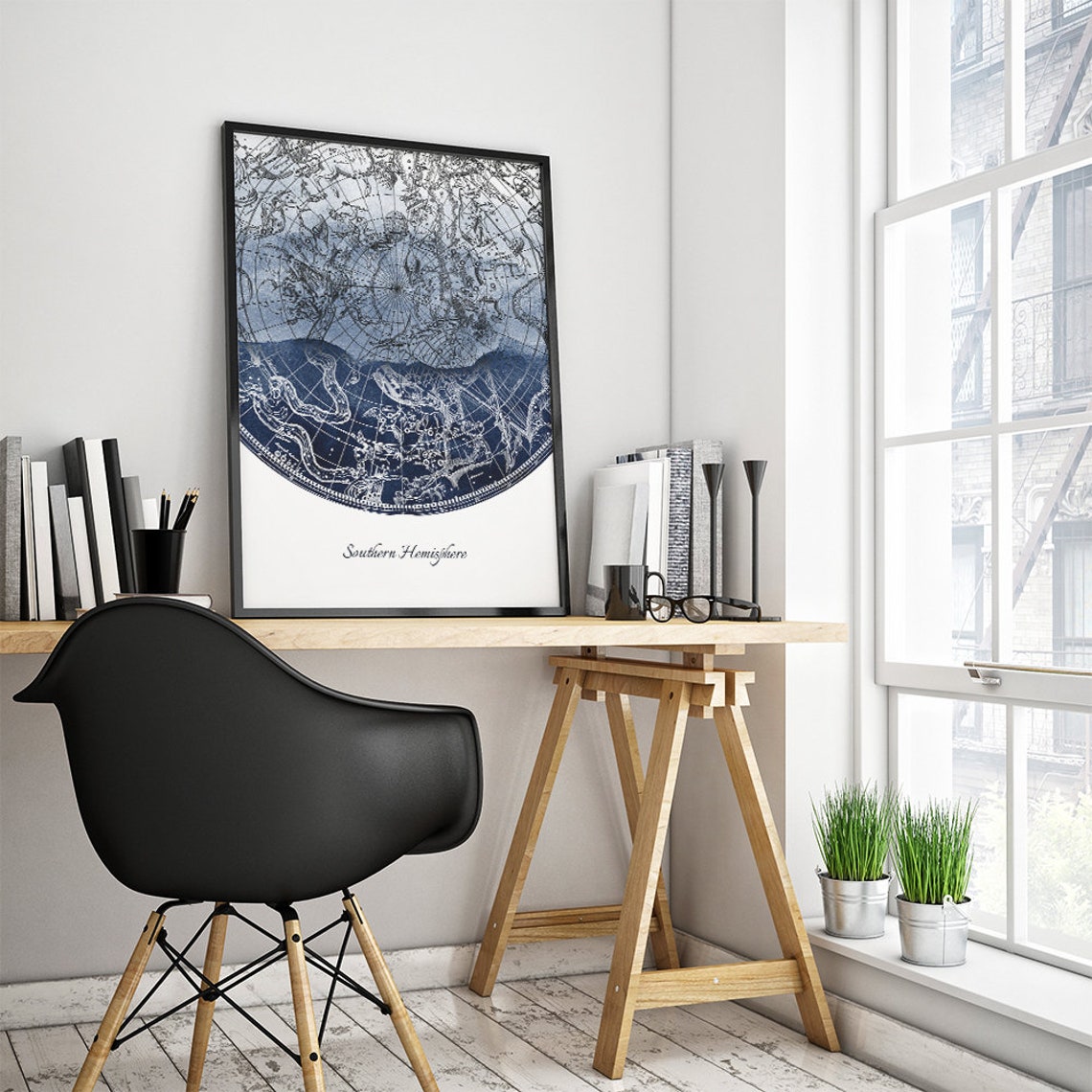 Southern Hemisphere Print, Celestial Poster, Star Chart Print ...