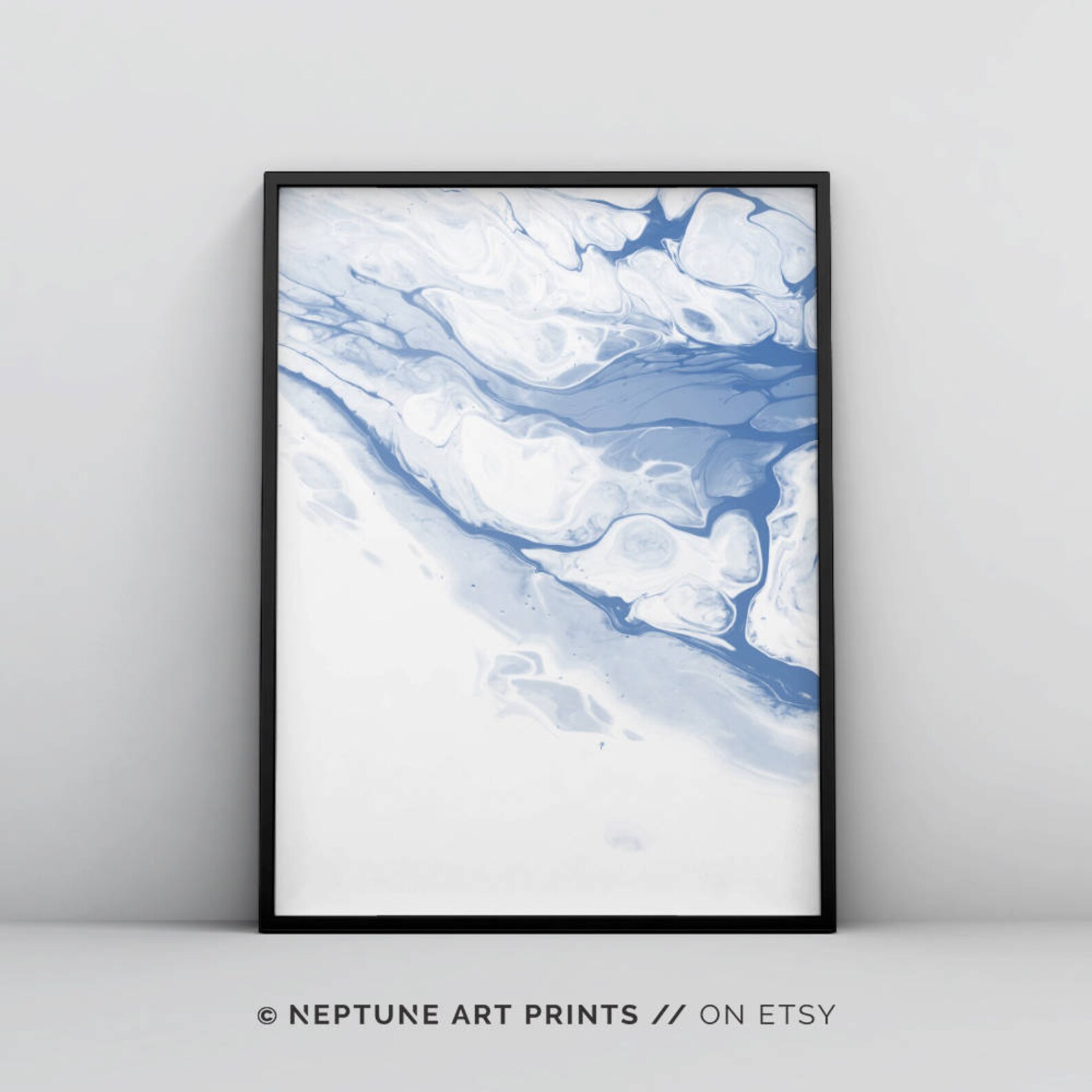 Abstract Blue Watercolour Print, Pastel Blue Print, Blue Grey ...