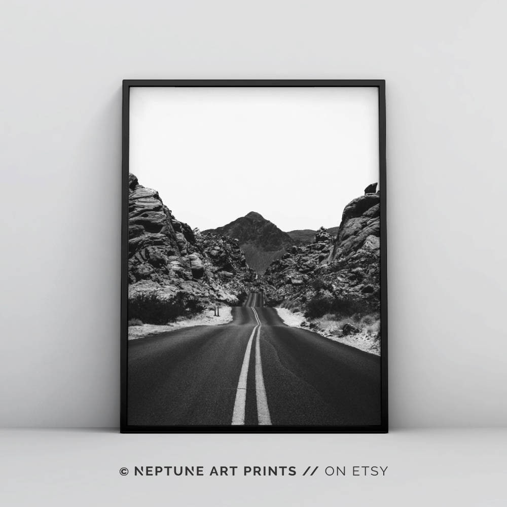 Black and White Photography, Open Road Print, Scandinavian Print ...