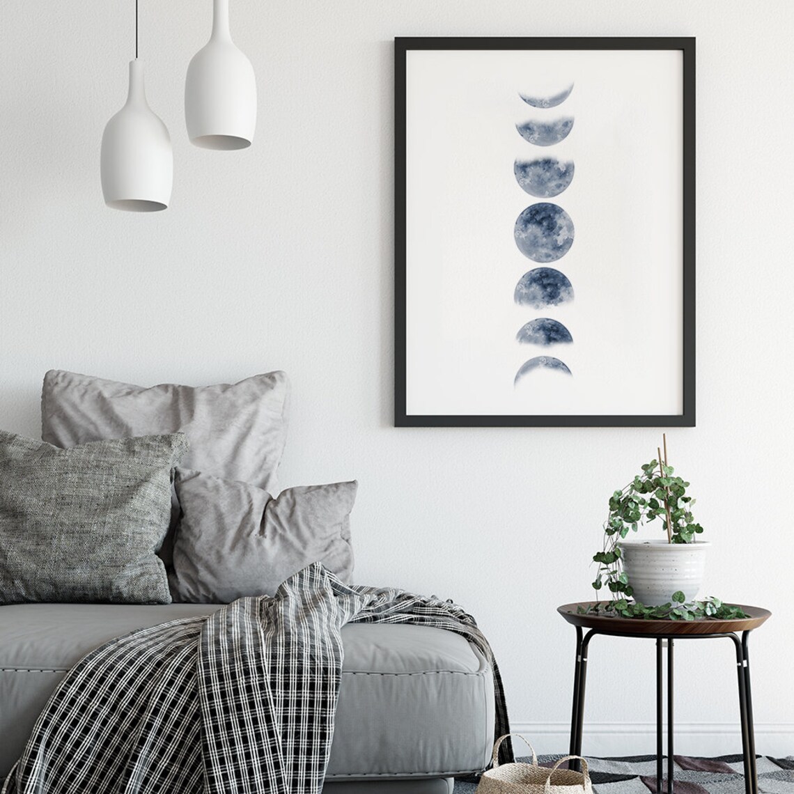 Indigo Blue Phases of the Moon Printable, Moon Phases Printable ...