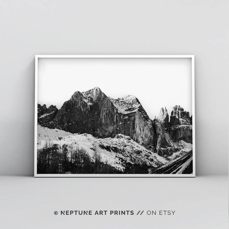 Nordic Mountain Printable Mountain Print Minimalist Black - Etsy