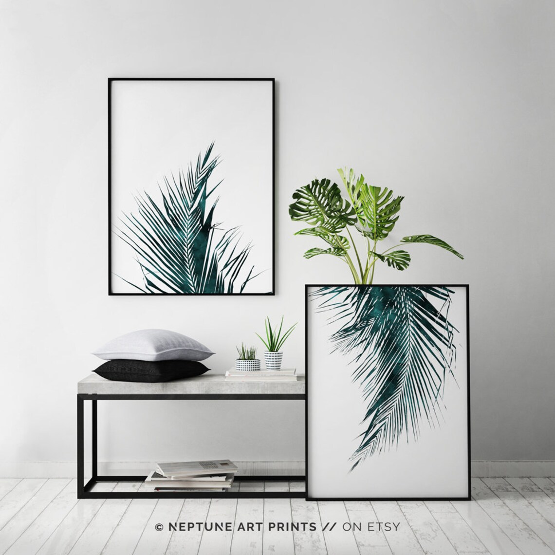 Set of 2 Palm Leaf Printable, Tropical Leaf, Watercolor, Palm Leaf Art ...