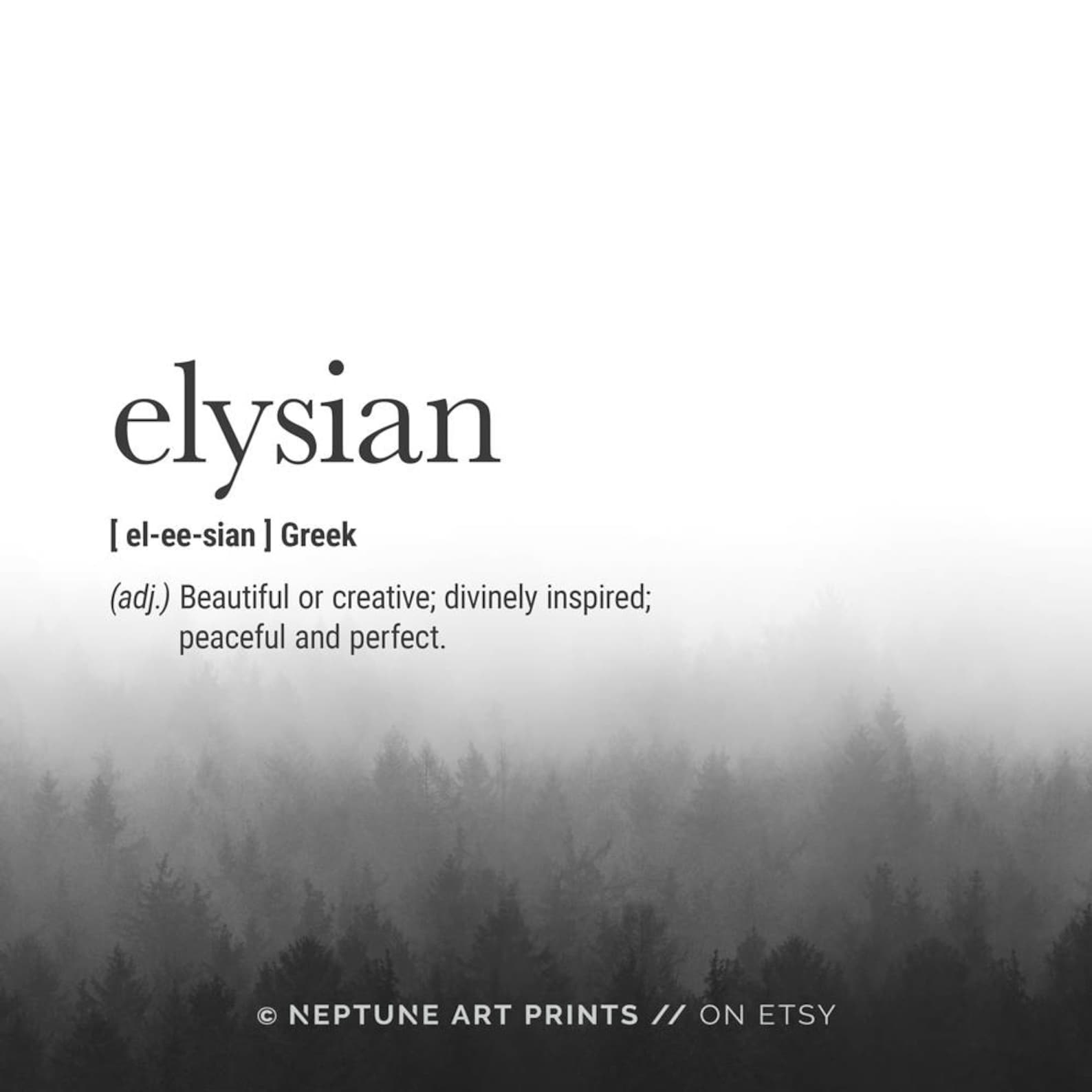 Elysian Definition Prints Griekse definitie Muur kunst mooie - Etsy België