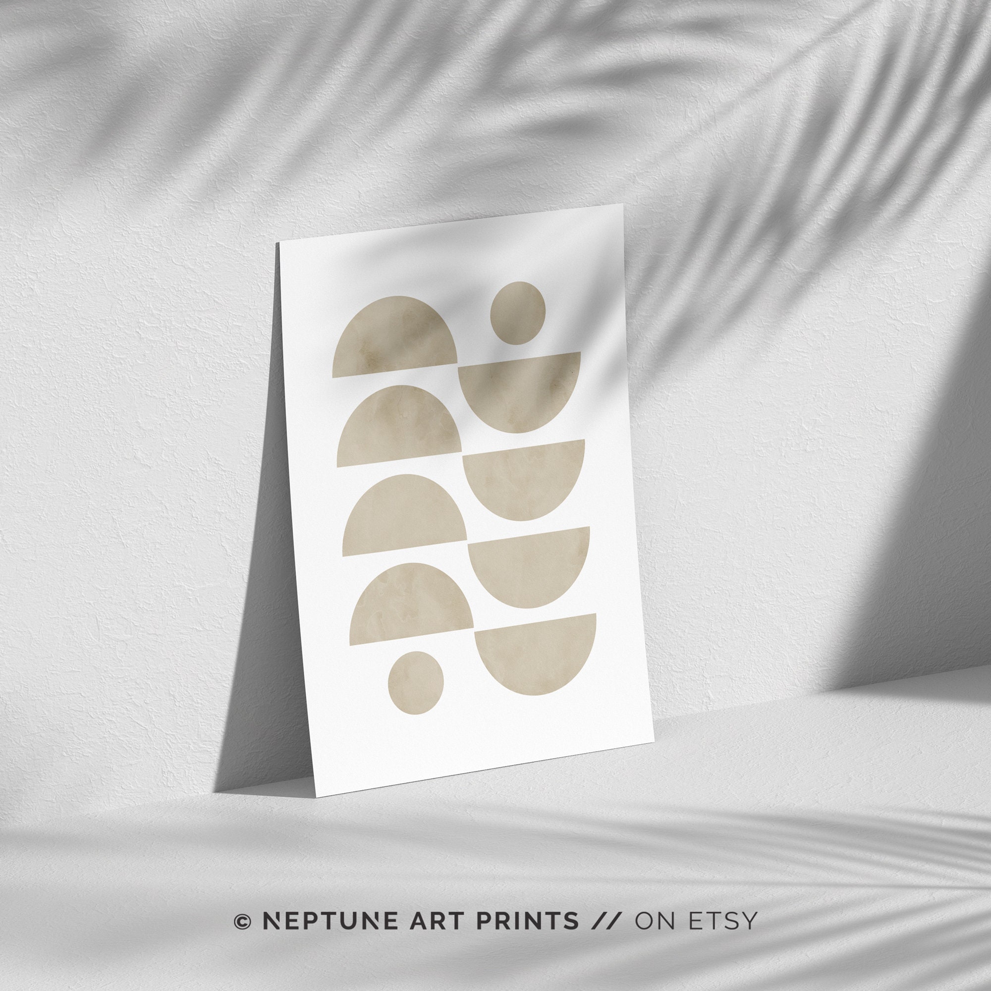 Mid Century Beige Wall Art Poster Print, Modern Earth Tone Wall Art ...