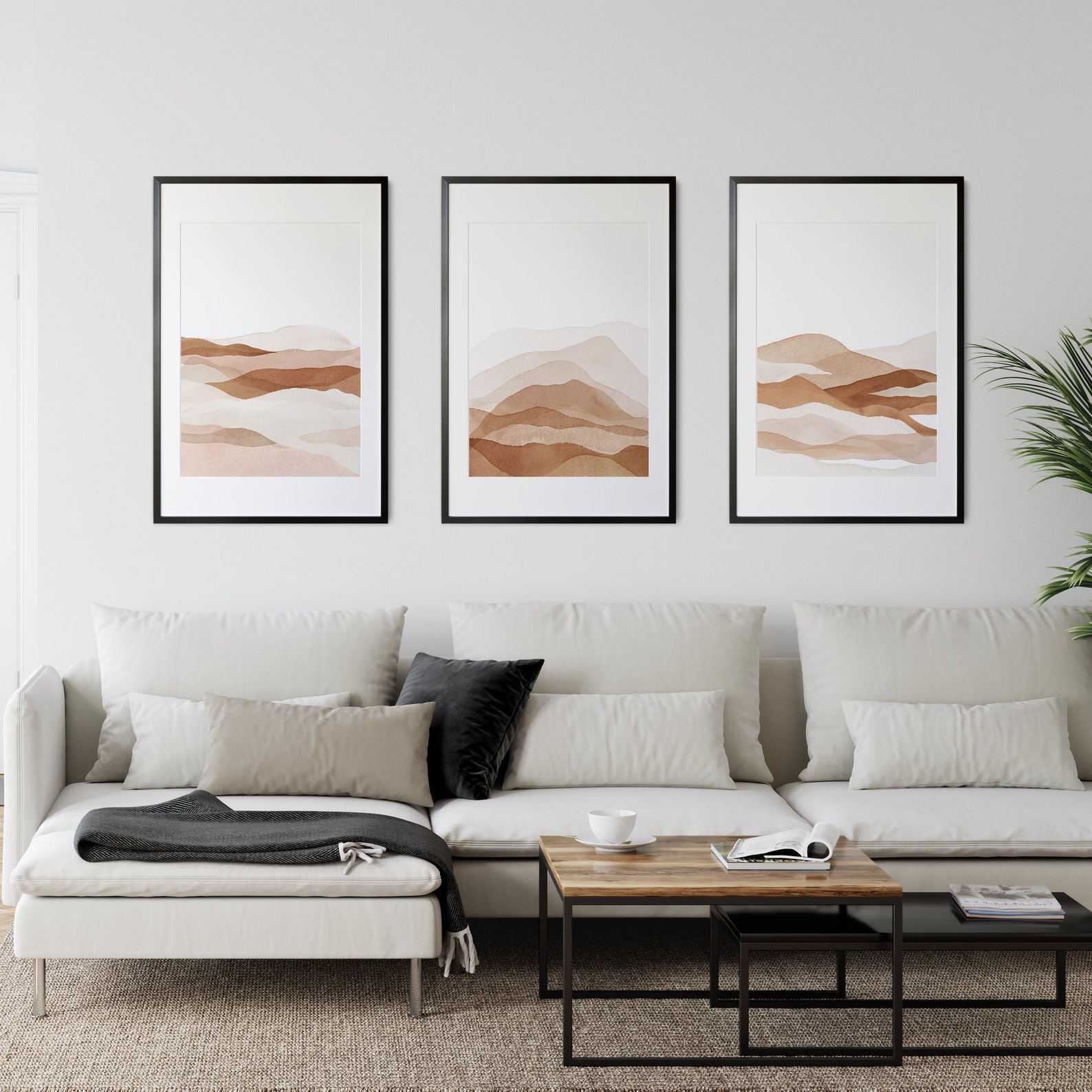 Printable Wall Art, Set of 3 Piece Neutral Wall Art, Abstract Painting ...