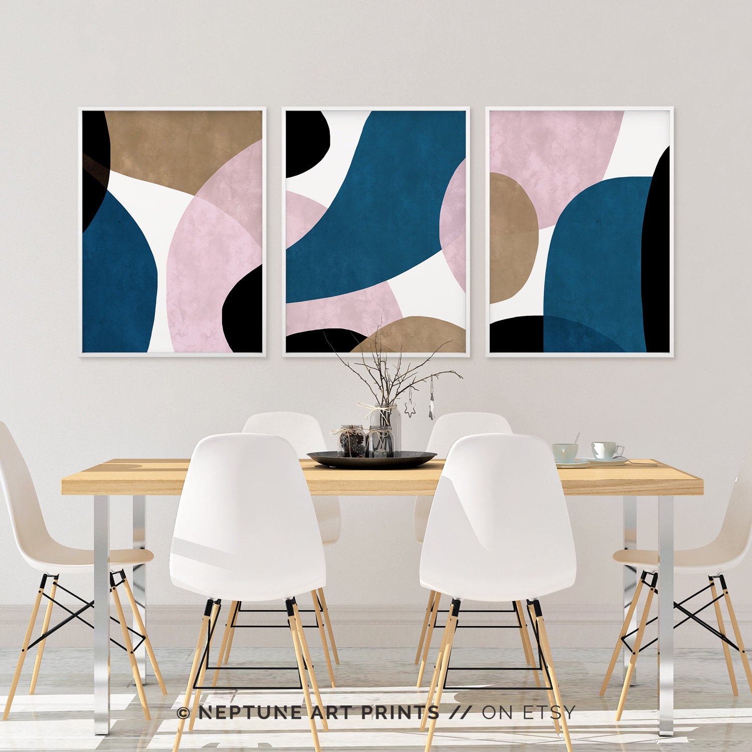 Set of 3 Prints Printable Print Set Pink Blue Prints Blush | Etsy