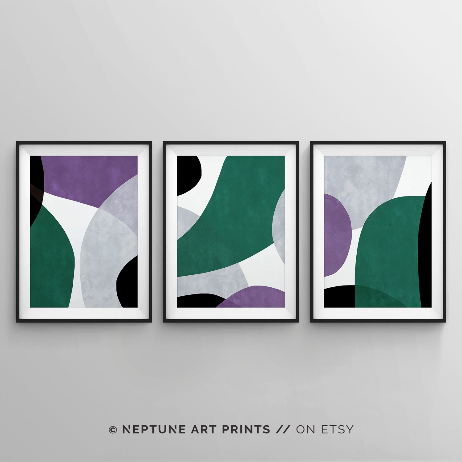 Set of 3 80's Retro Prints, Printable Print Set, Green Purple Prints ...