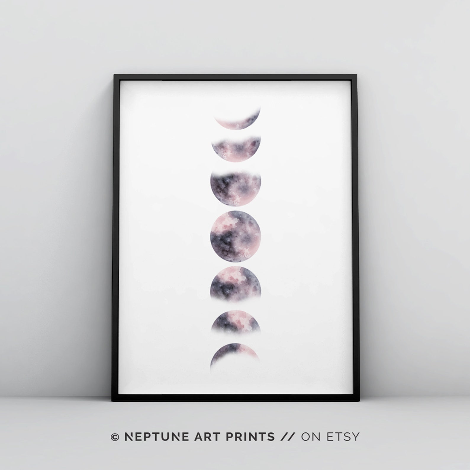 Pink Blush Blue Phases of the Moon Printable, Moon Phases Printable ...