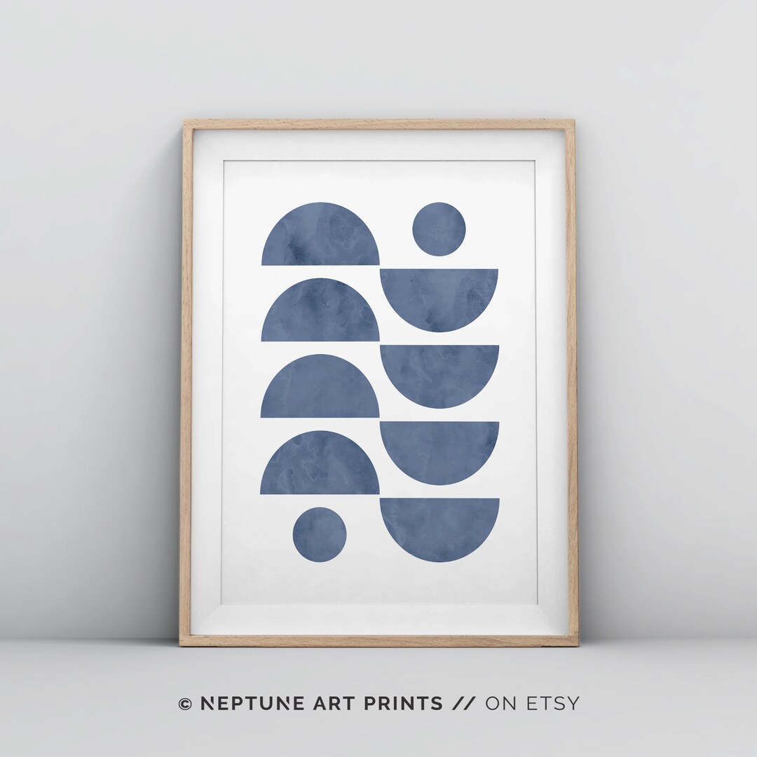 Mid Century Blue Wall Art Poster Print, Modern Pastel Blue Wall Art ...